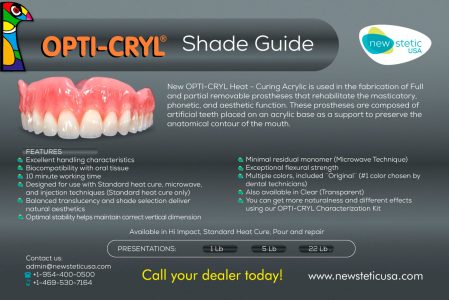 Opti-Cryl Shade Guide - Newstetic USA - Dental supply manufacturer.
